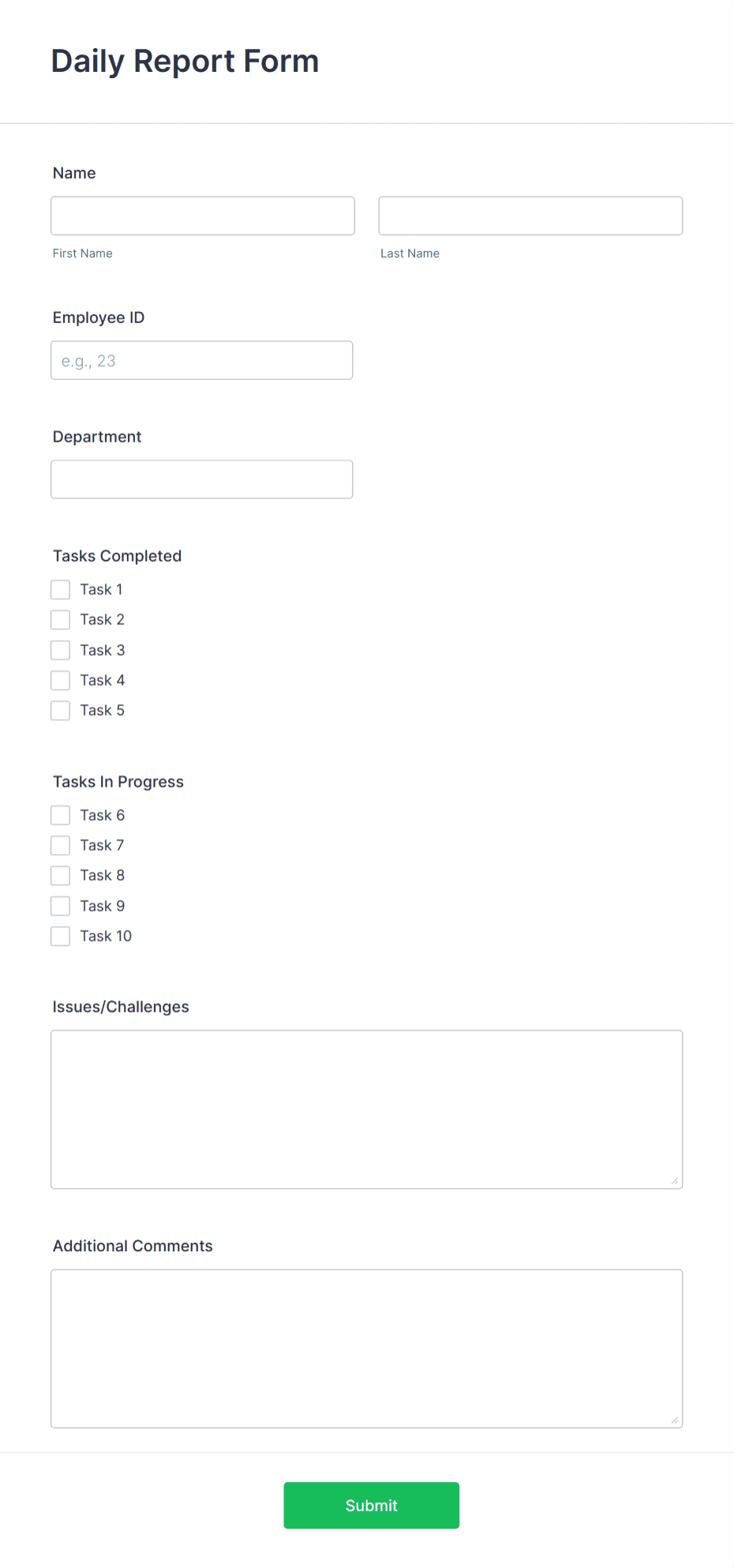 Daily Report Form Form Template | Jotform