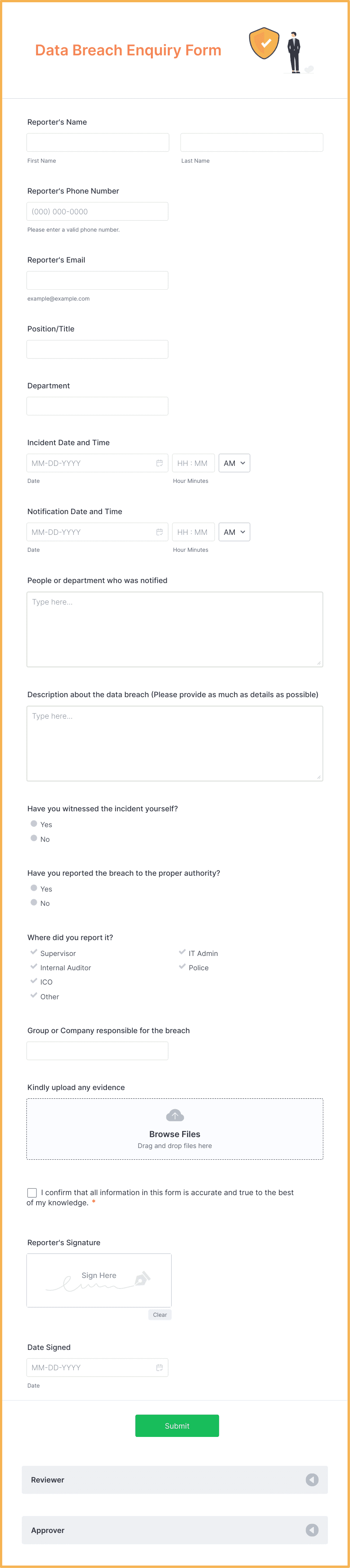 Data Breach Enquiry Form Template | Jotform