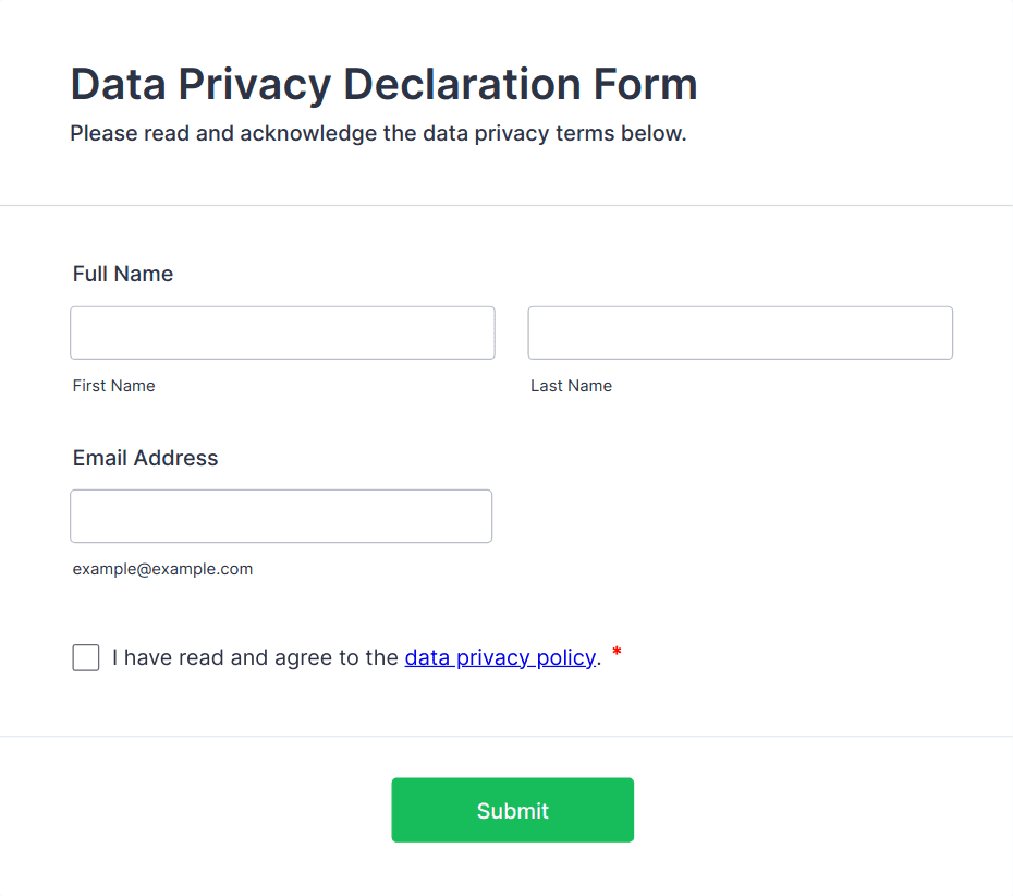 Data Privacy Declaration Form Template | Jotform