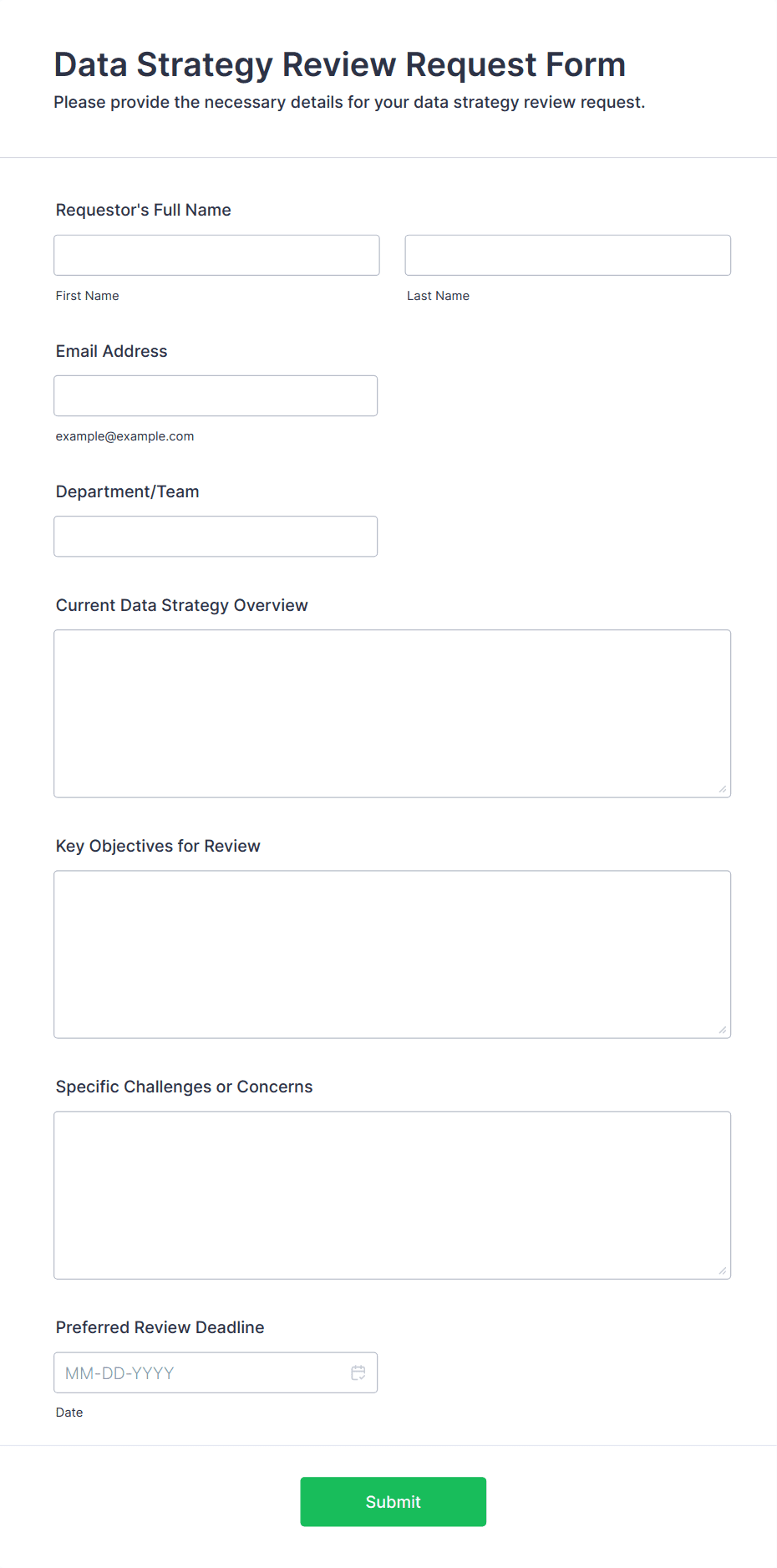 Data Strategy Review Request Form Template | Jotform