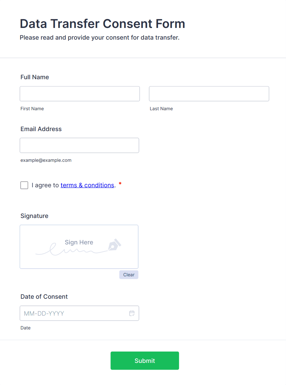 Data Transfer Consent Form Template | Jotform