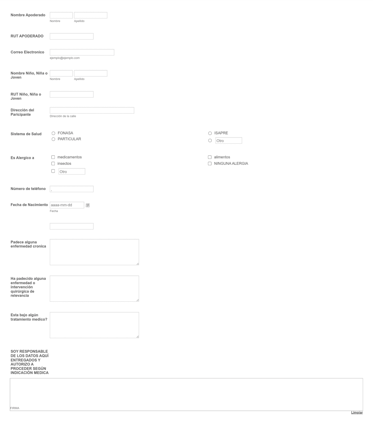 Datos Médicos del Paciente Plantilla de formulario | Jotform
