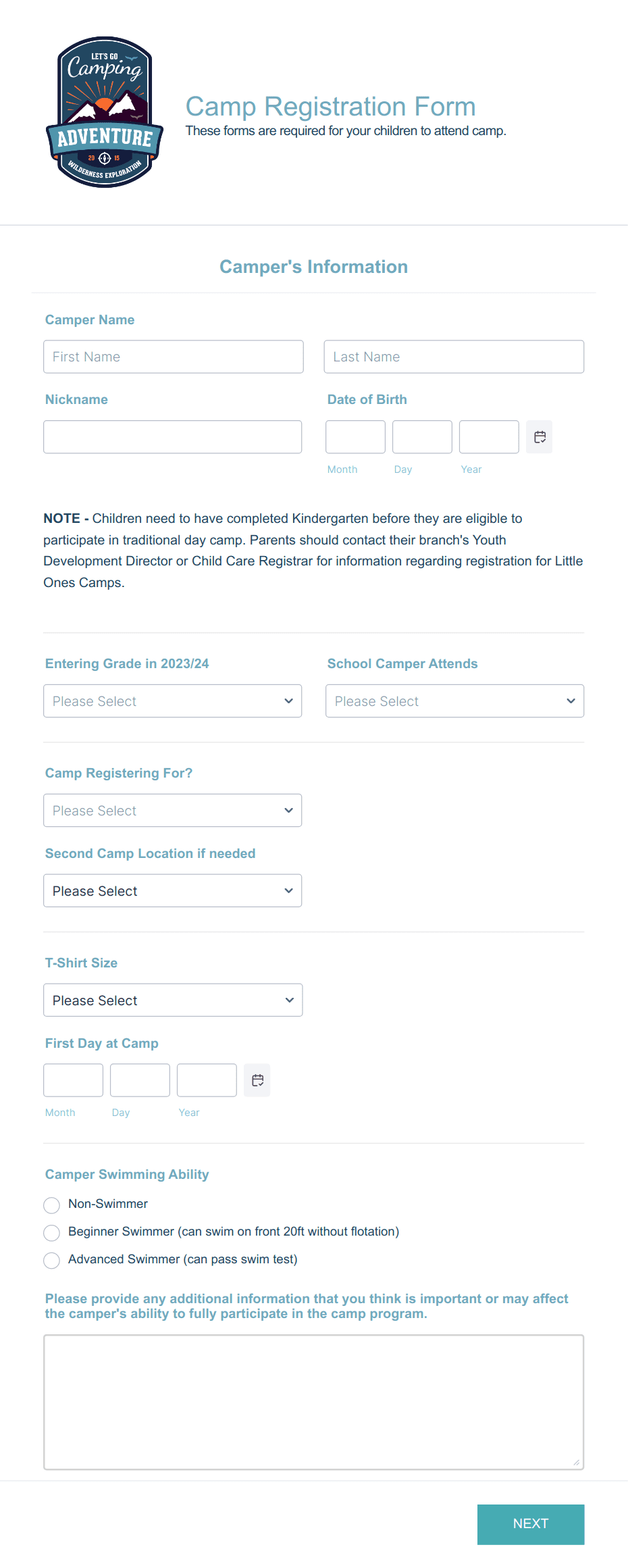 Day Camp Registration Form Template | Jotform