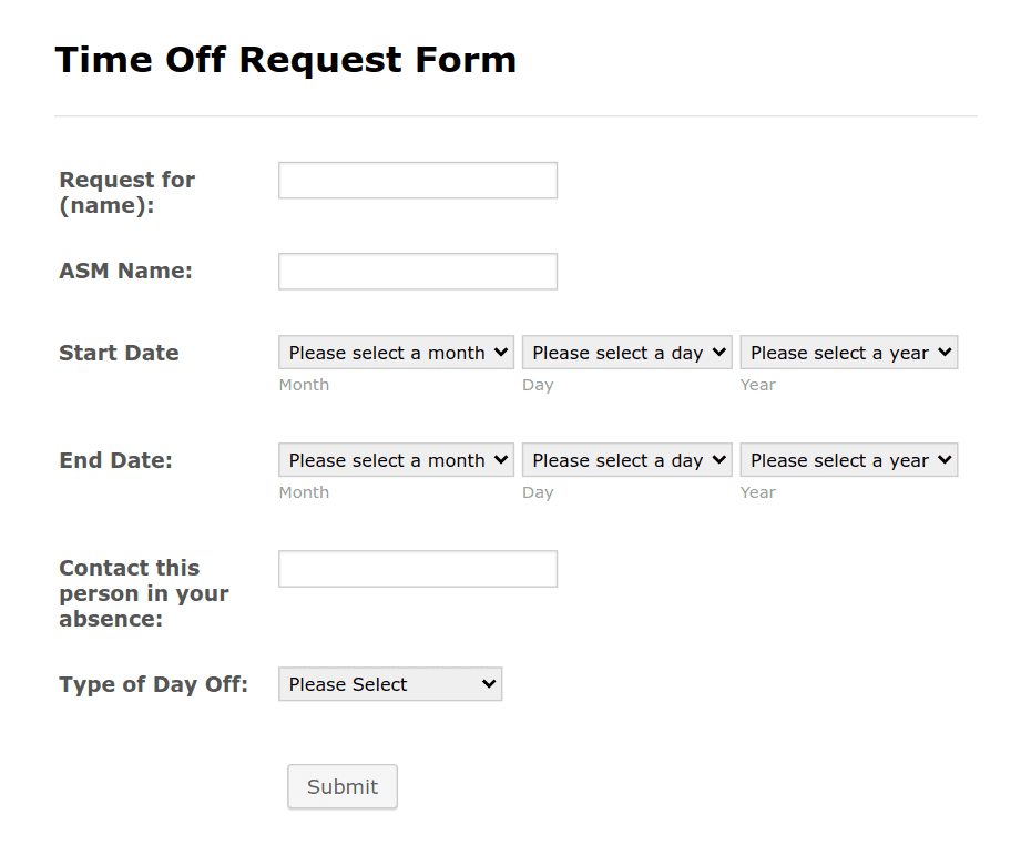 Days Off Request Form Template | Jotform