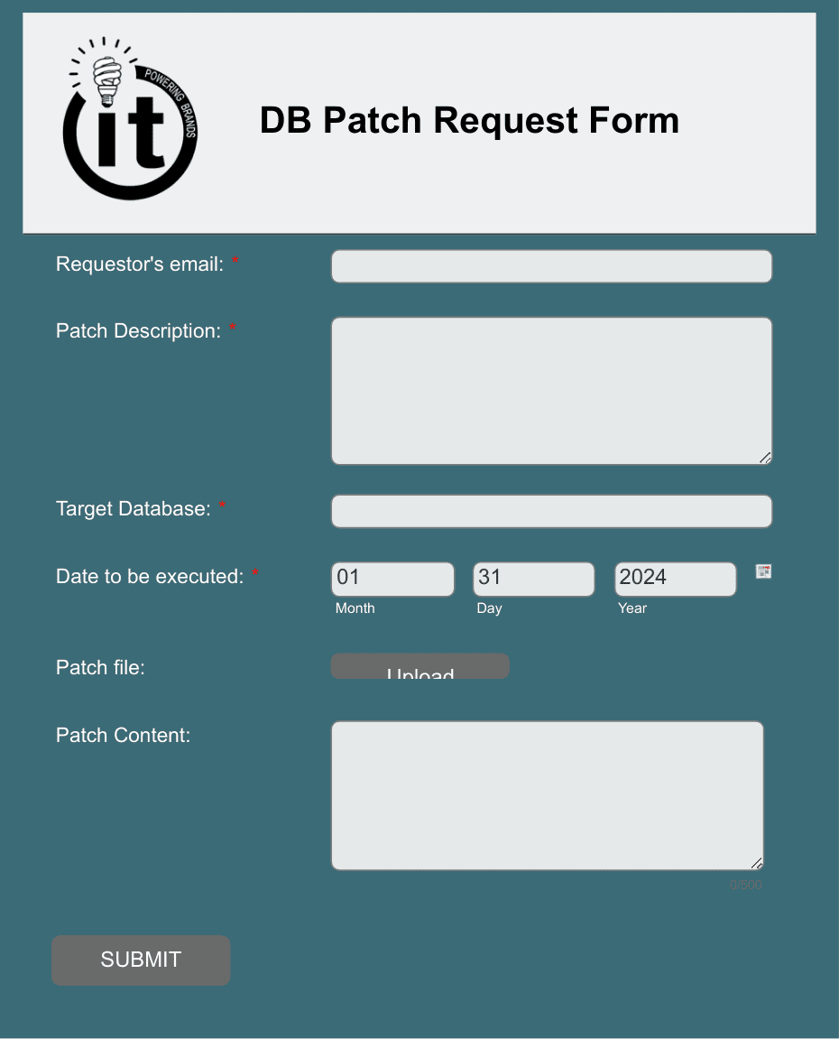 Database Patch Request Form Template | Jotform