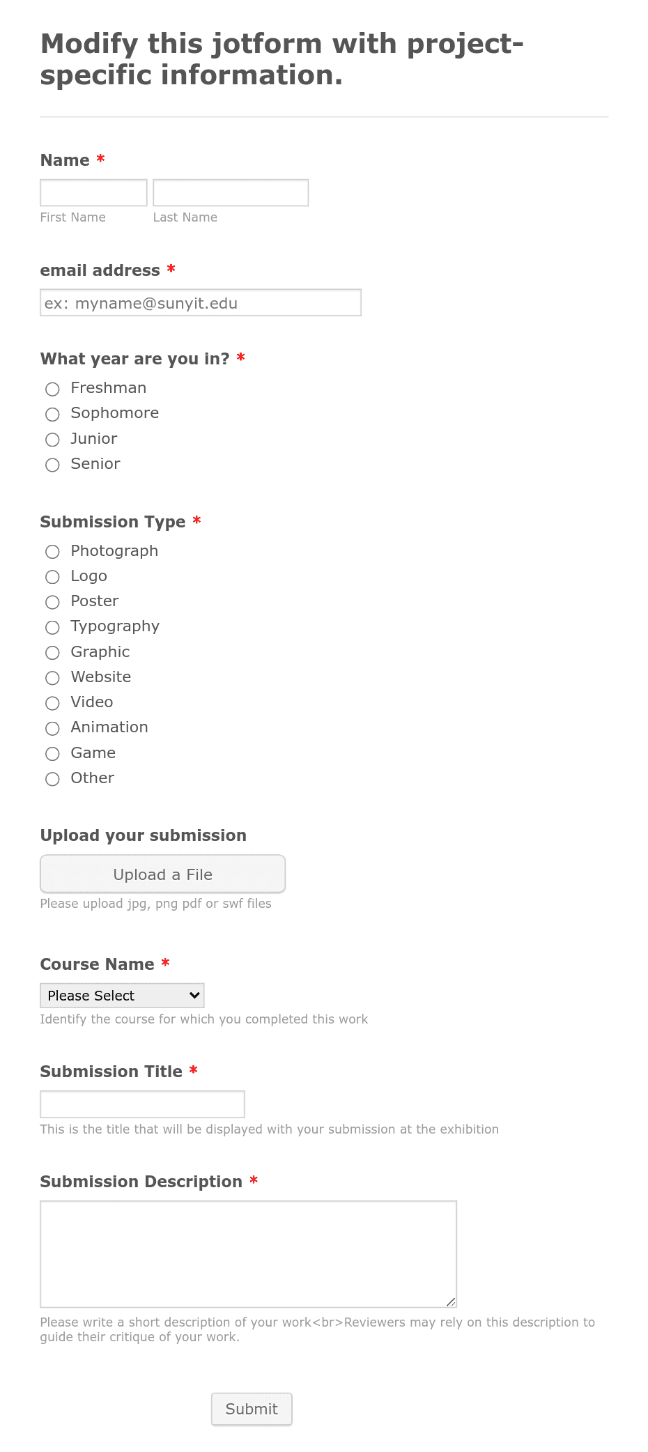 School Project Submission Form Template | Jotform