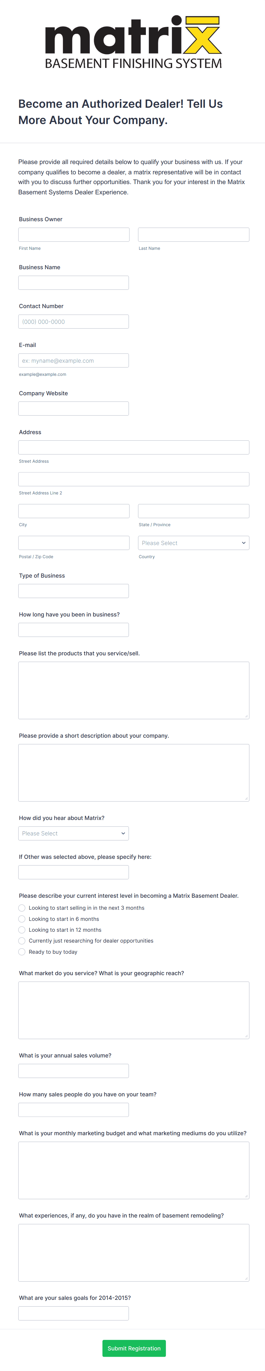 Dealer Registration Form Template | Jotform