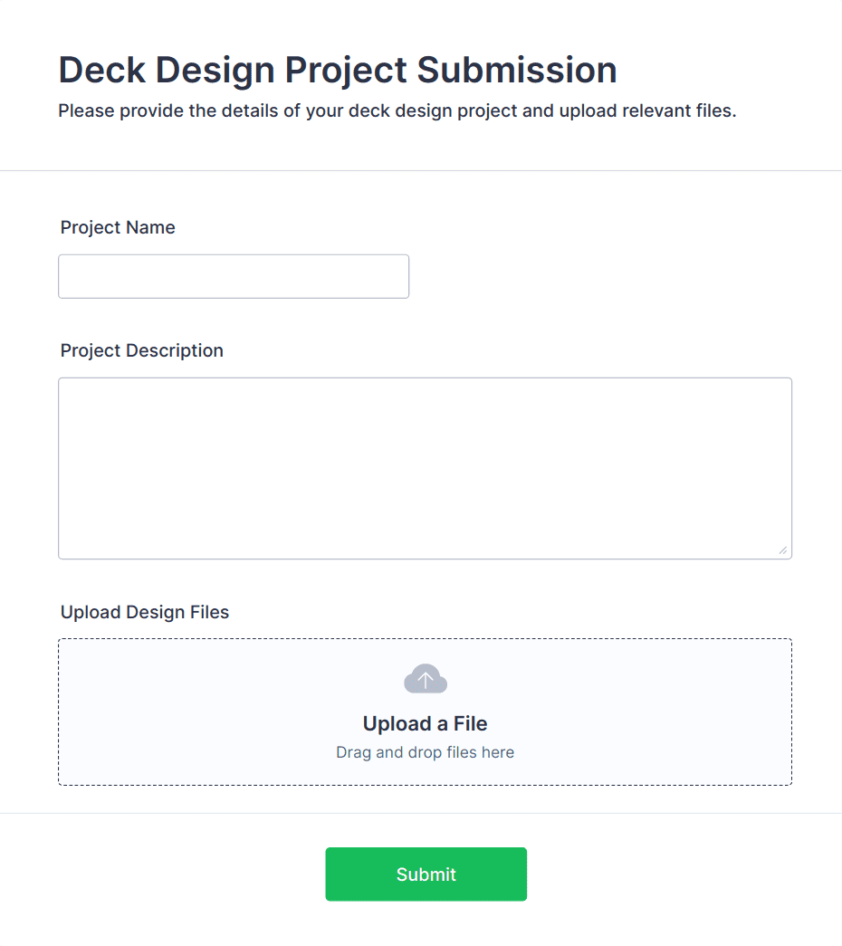 Deck Design Project Submission Form Template | Jotform