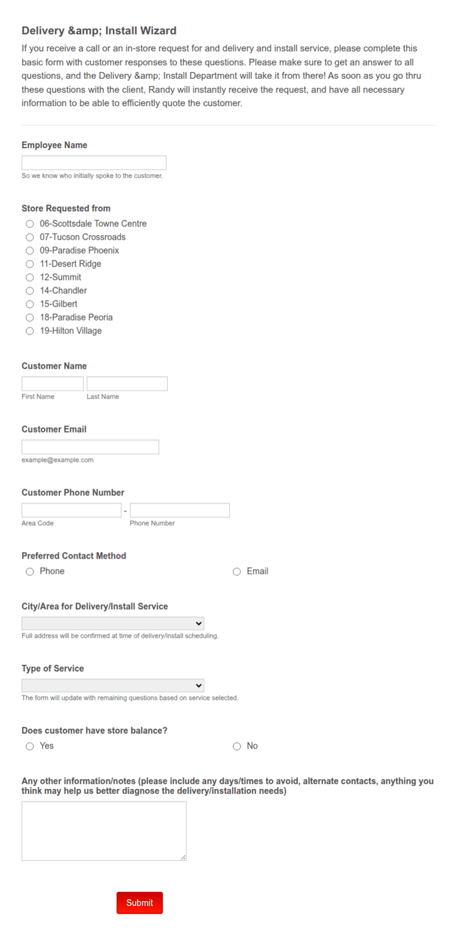 Delivery & Install Wizard Form Template | Jotform