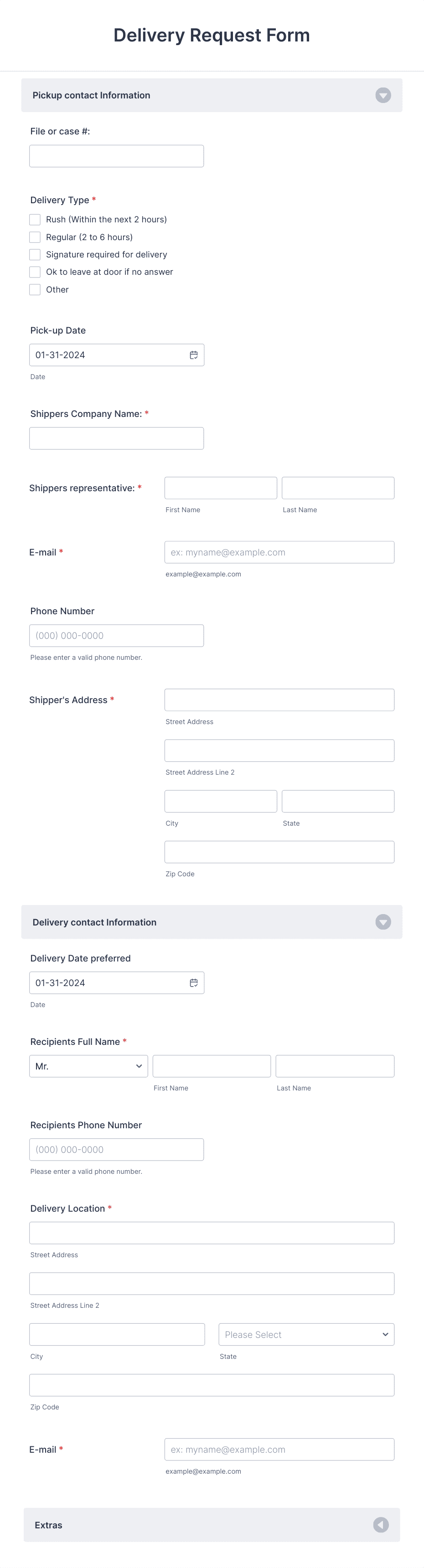 Delivery Request Form Template | Jotform