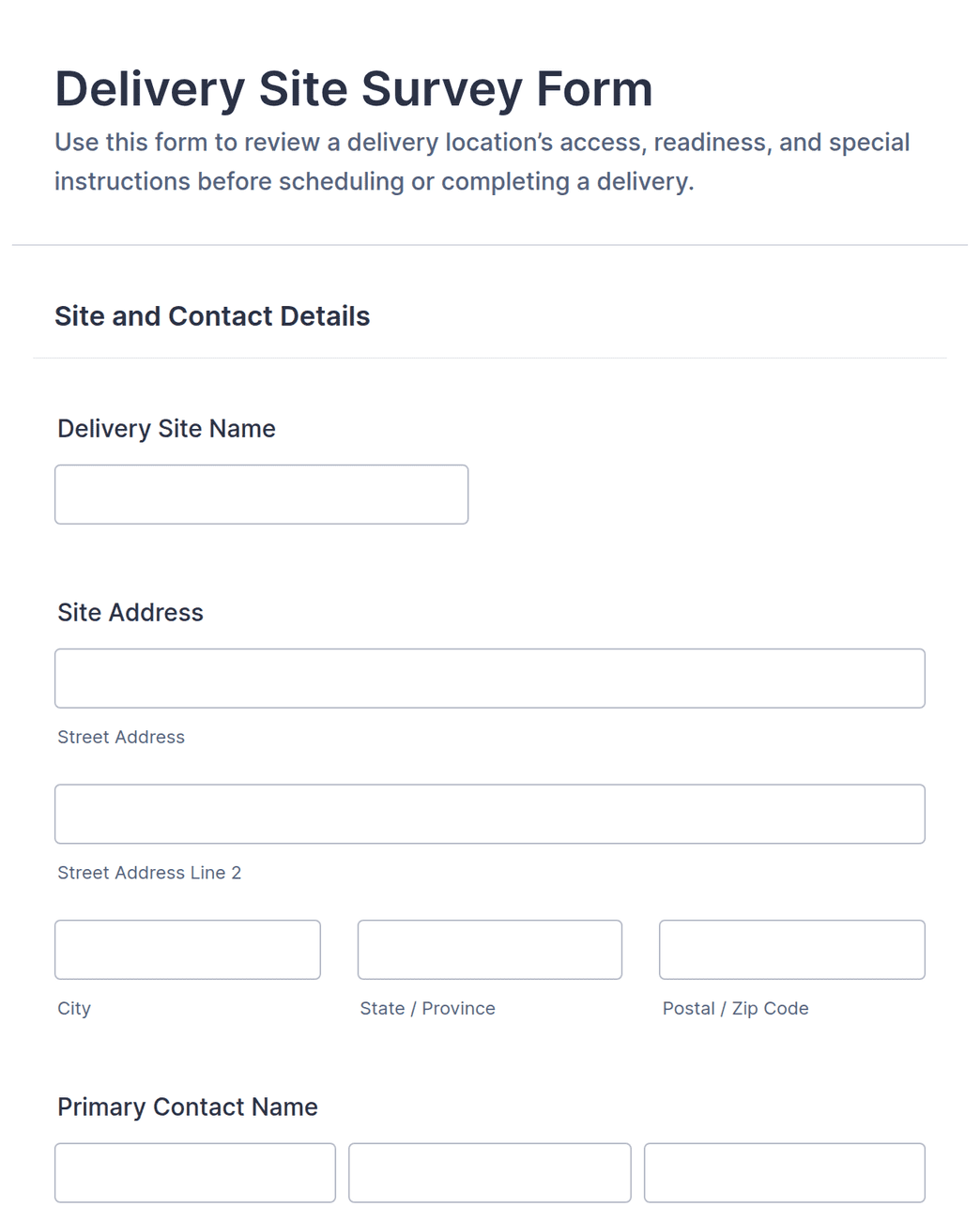 Delivery Site Survey Form Template | Jotform