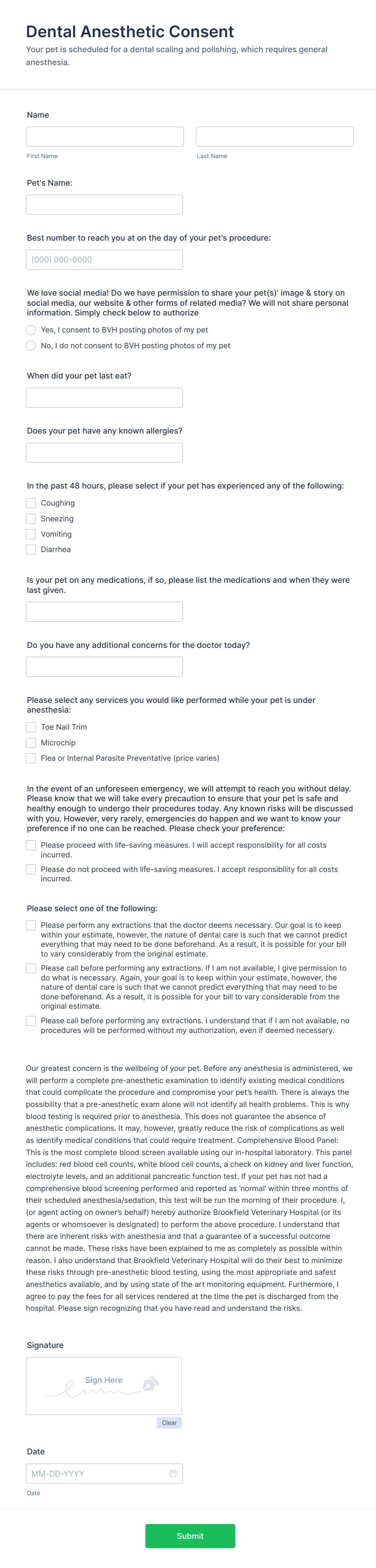 Dental Anesthetic Consent Form Template | Jotform