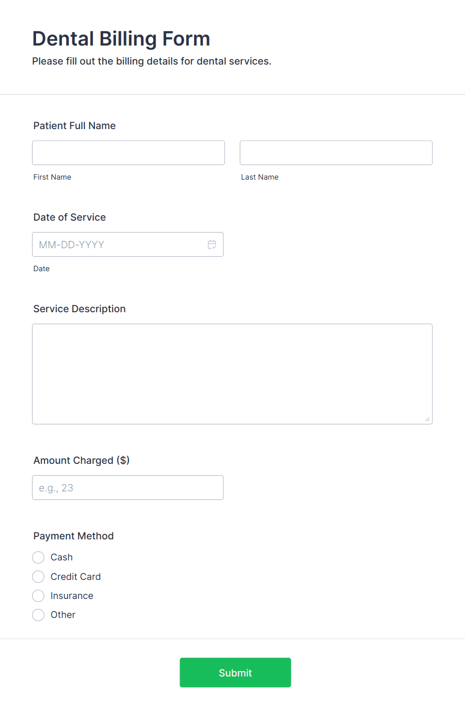 Dental Billing Form Template | Jotform
