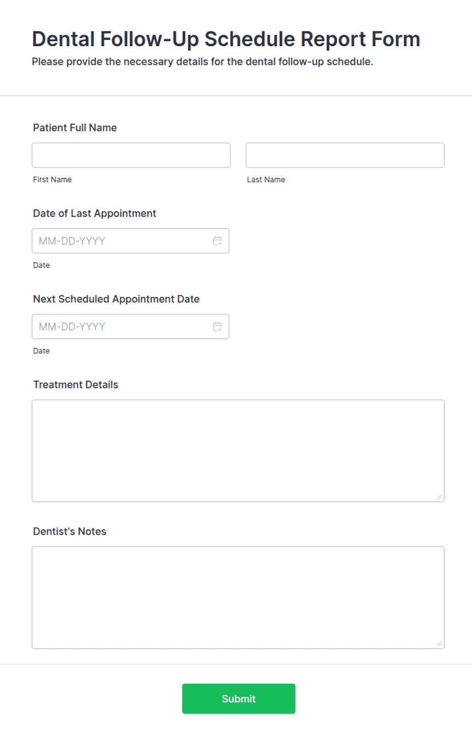 Dental Follow-Up Schedule Report Form Template | Jotform
