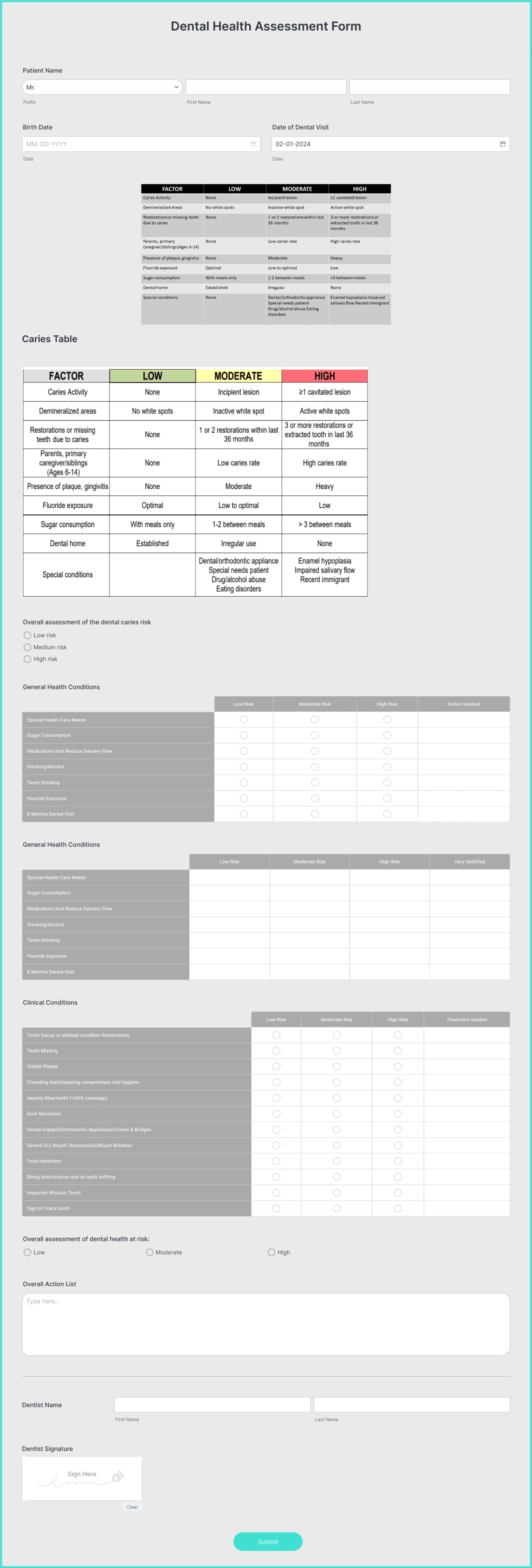 Dental Health Assessment Form Template | Jotform