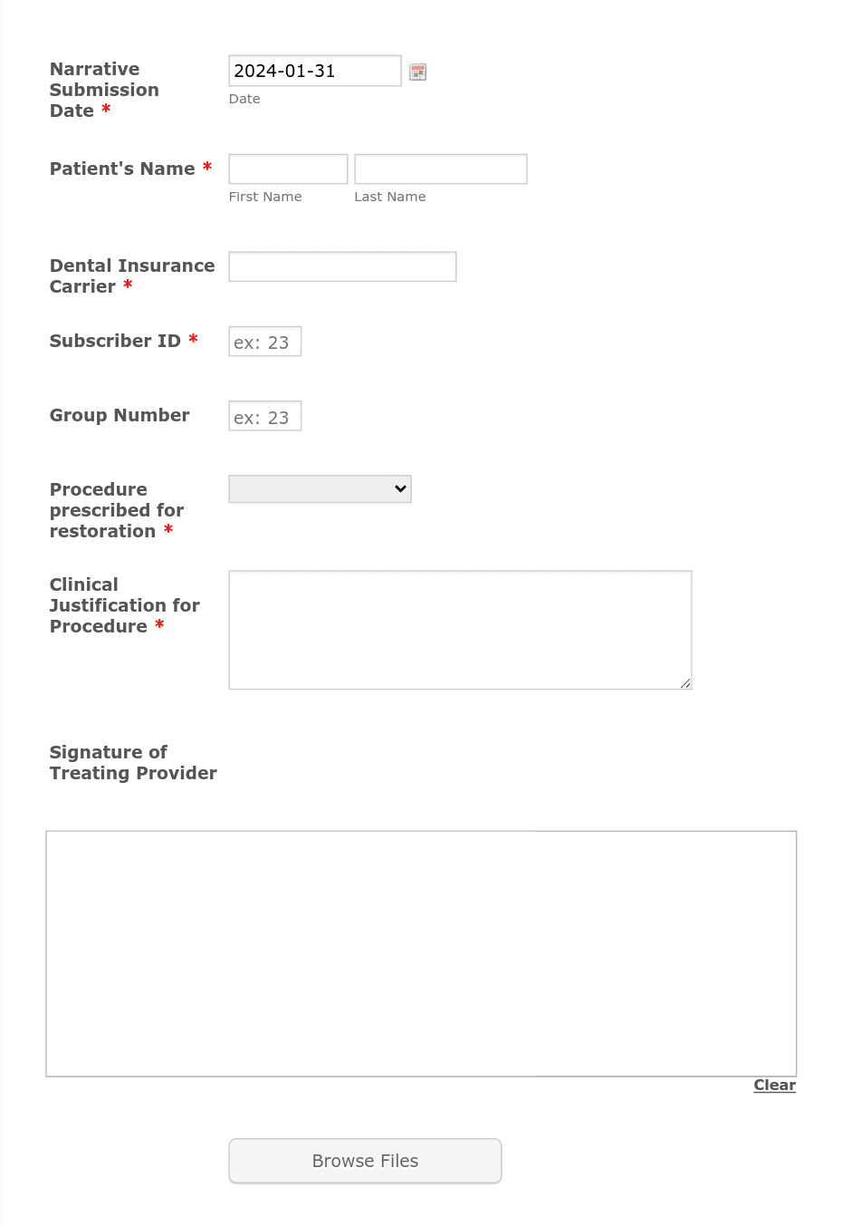 Dental Narrative Submission Form Template | Jotform