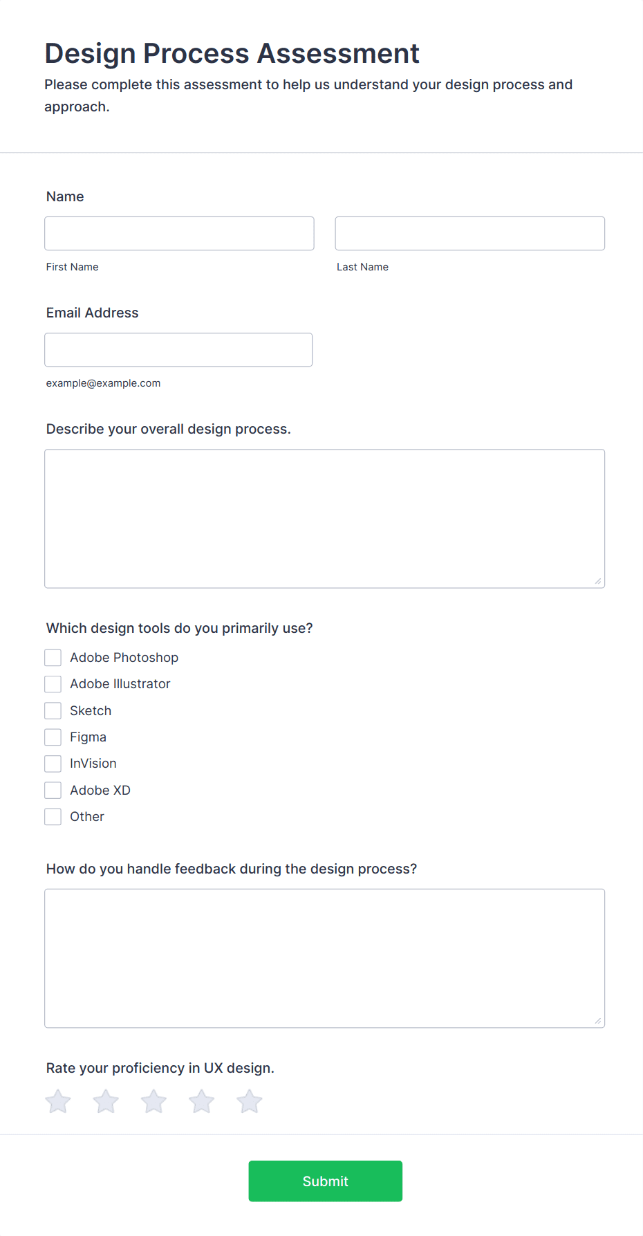Design Process Assessment Form Template | Jotform