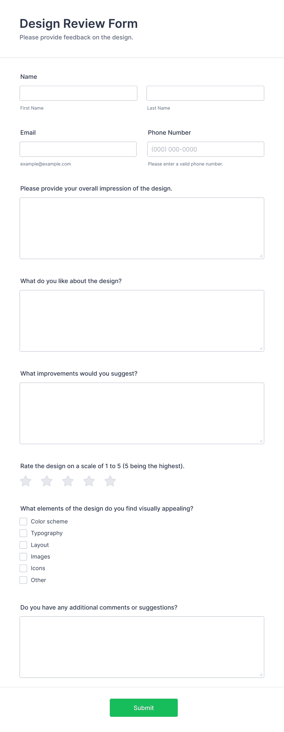 Design Review Form Template | Jotform