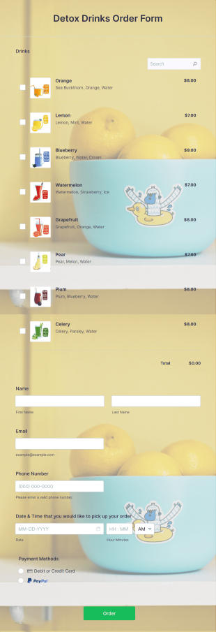 Drink Order Form Template | Jotform