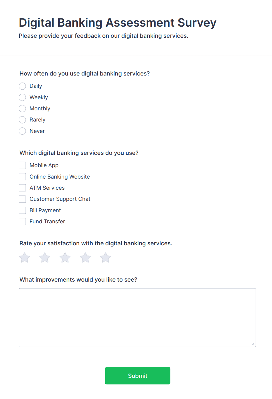Digital Banking Assessment Survey Form Template | Jotform