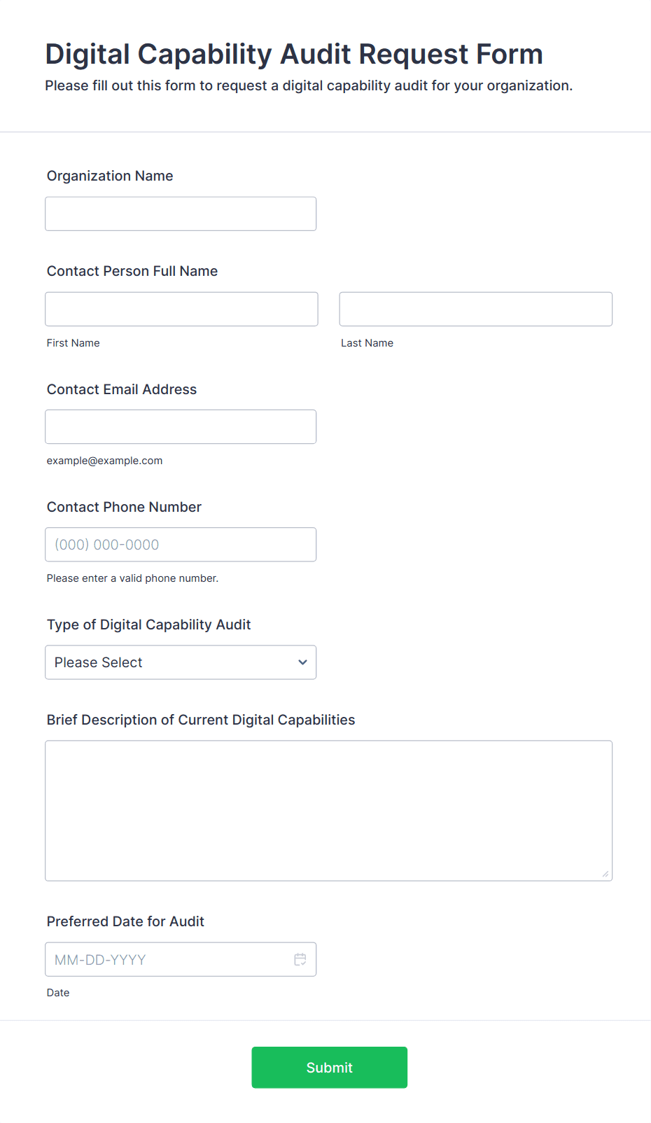 Digital Capability Audit Request Form Template | Jotform