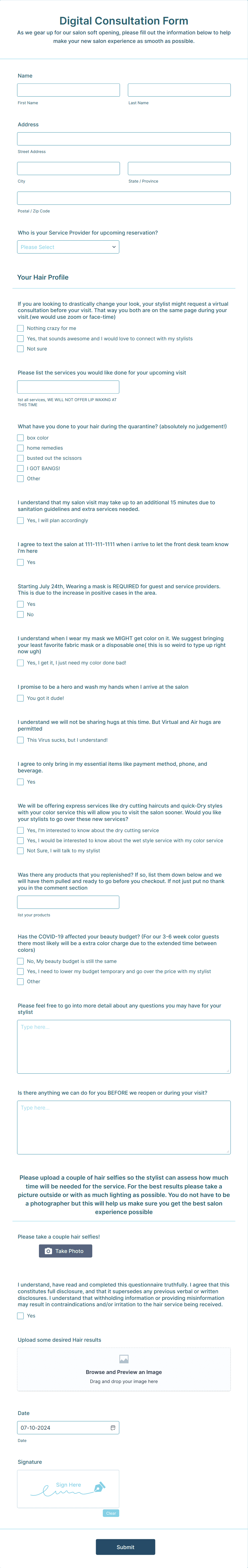 Digital Consultation Form Template | Jotform