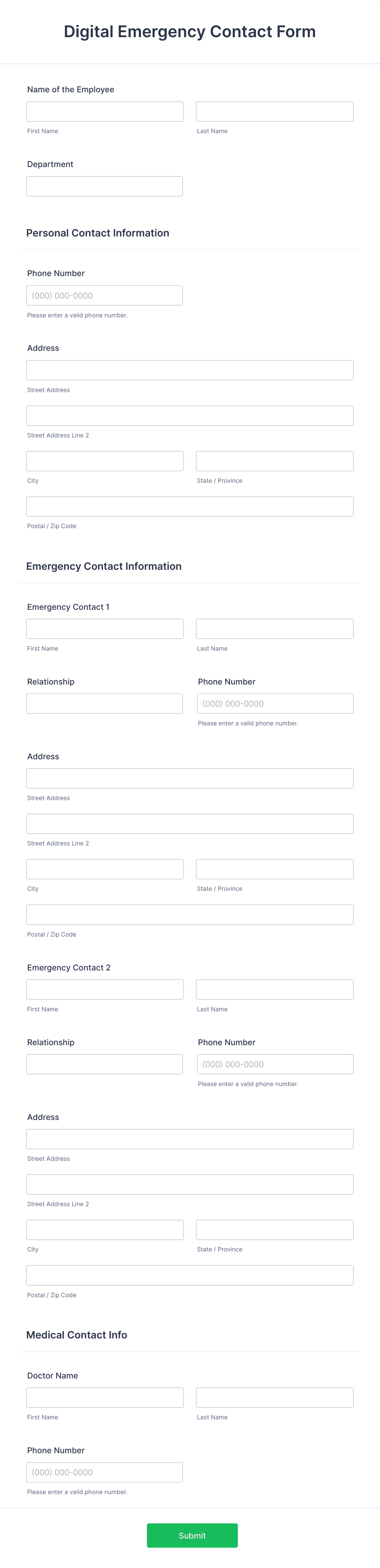 Digital Emergency Contact Form Template | Jotform