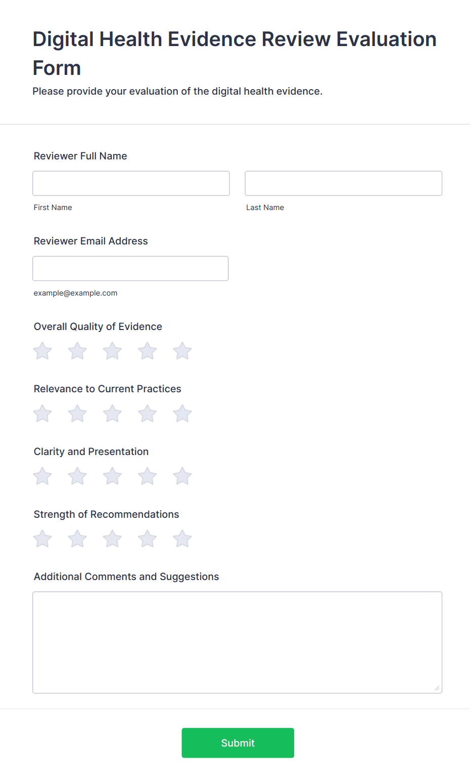 Digital Health Evidence Review Evaluation Form Template | Jotform
