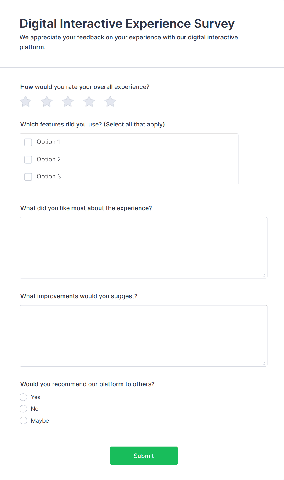 Digital Interactive Experience Survey Form Template | Jotform