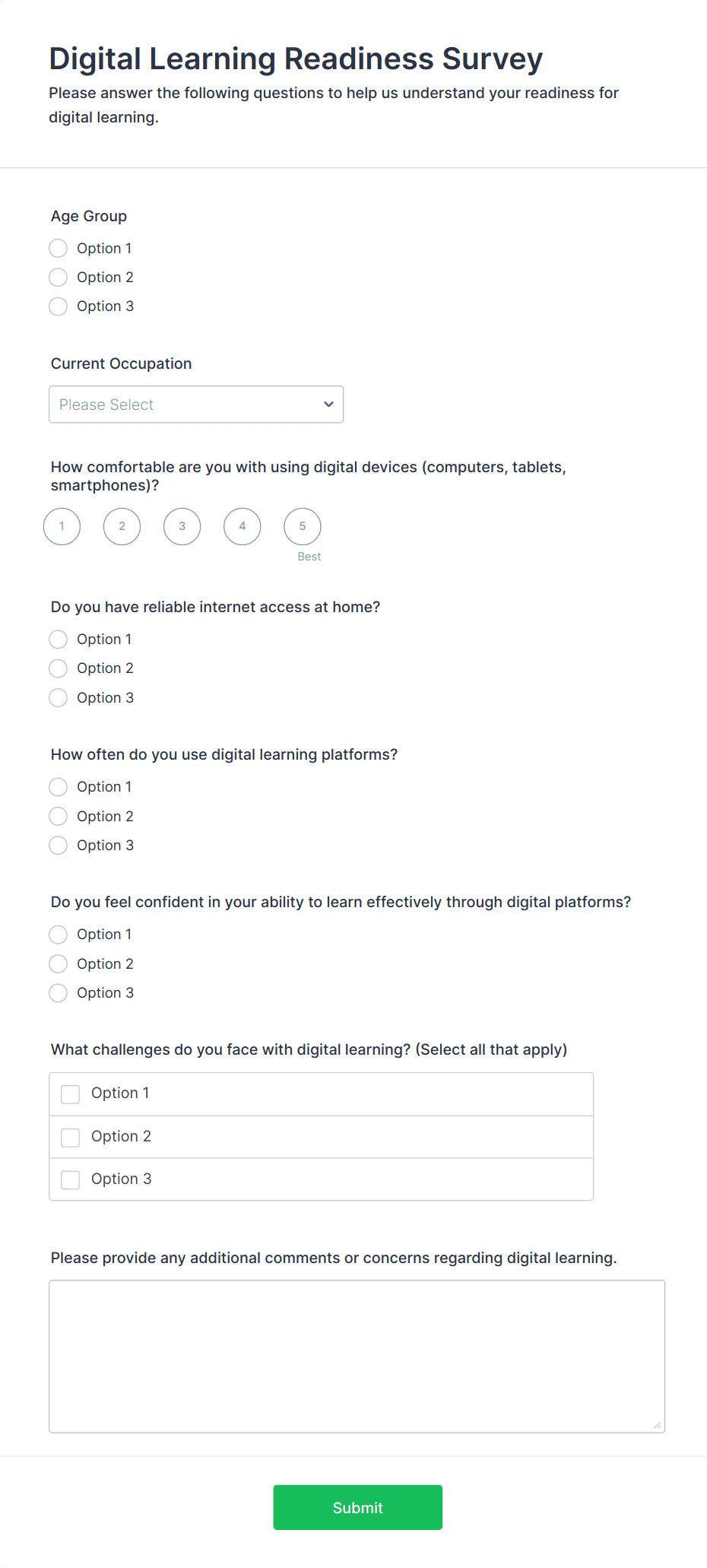 Digital Learning Readiness Survey Form Template | Jotform