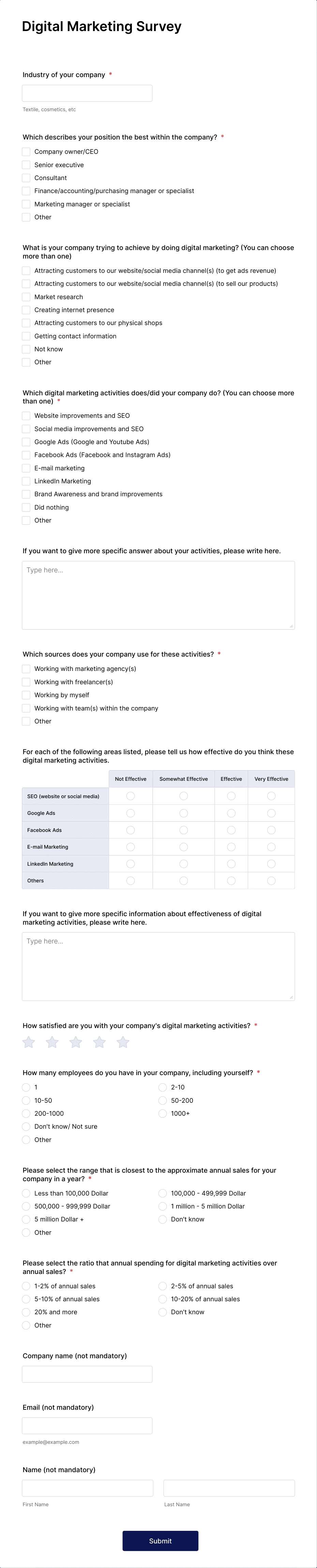 Digital Marketing Survey Form Template | Jotform