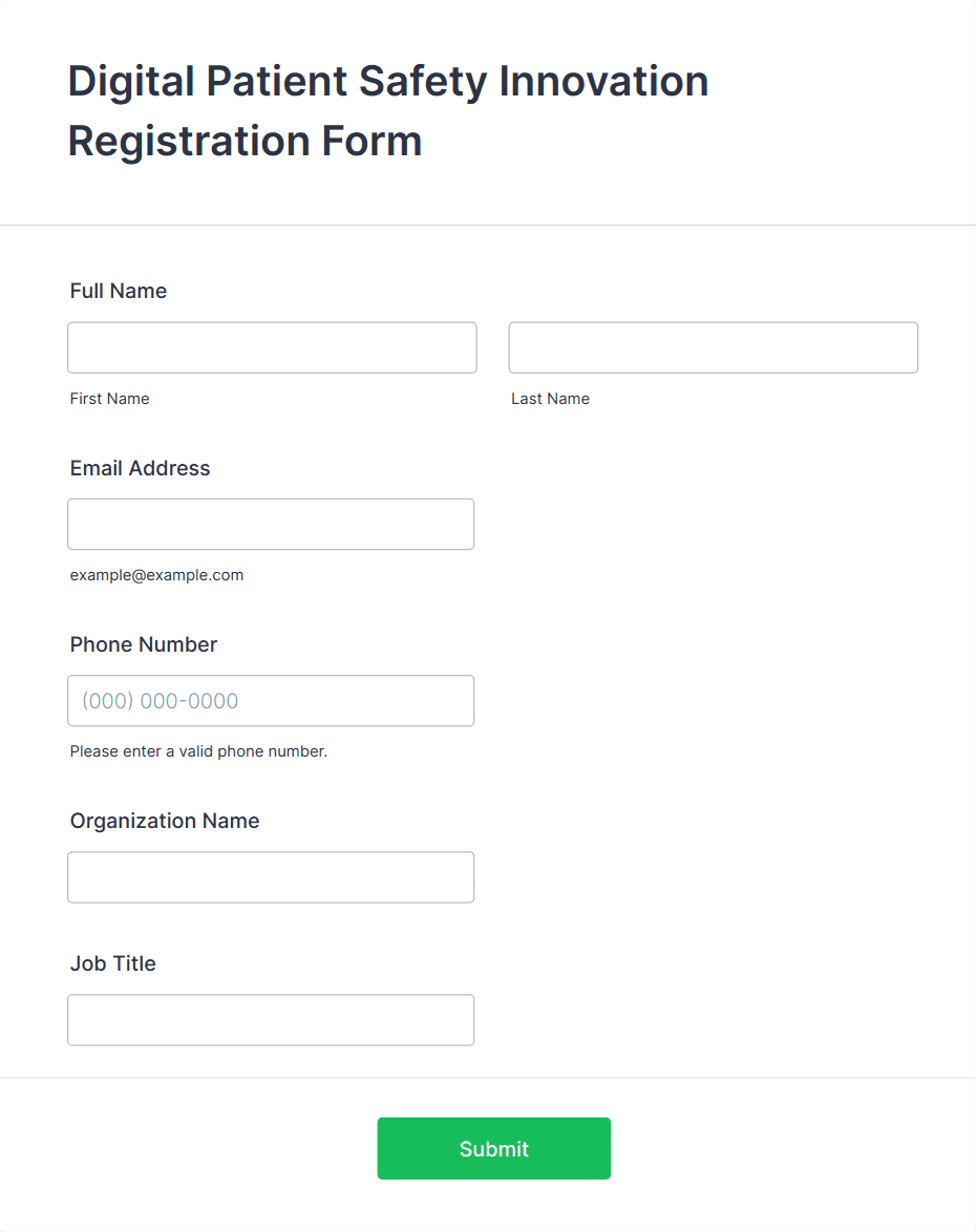 Digital Patient Safety Innovation Registration Form Template | Jotform