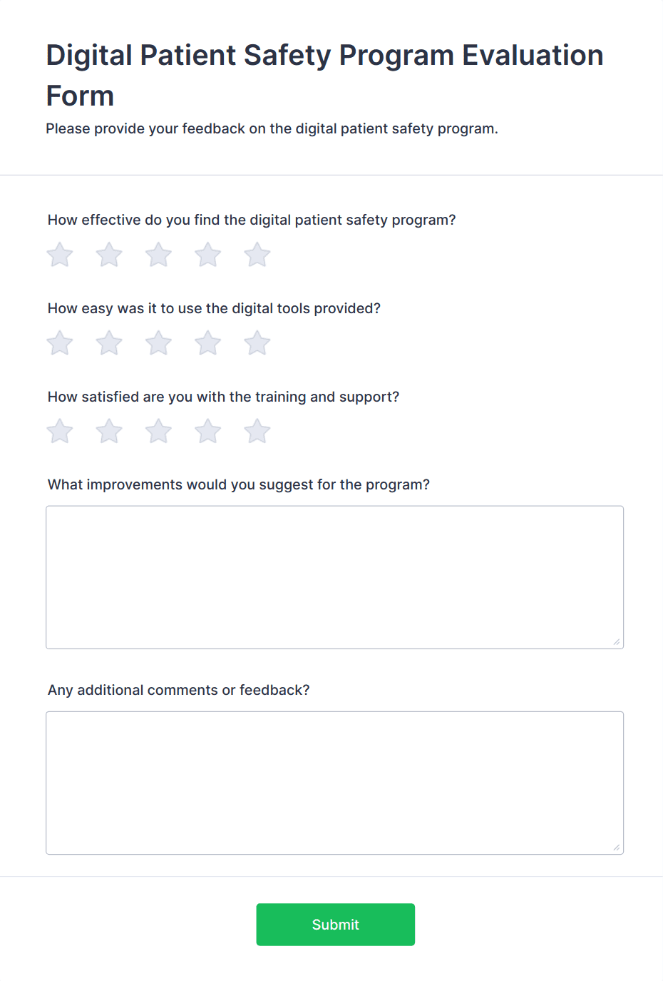 Digital Patient Safety Program Evaluation Form Template | Jotform