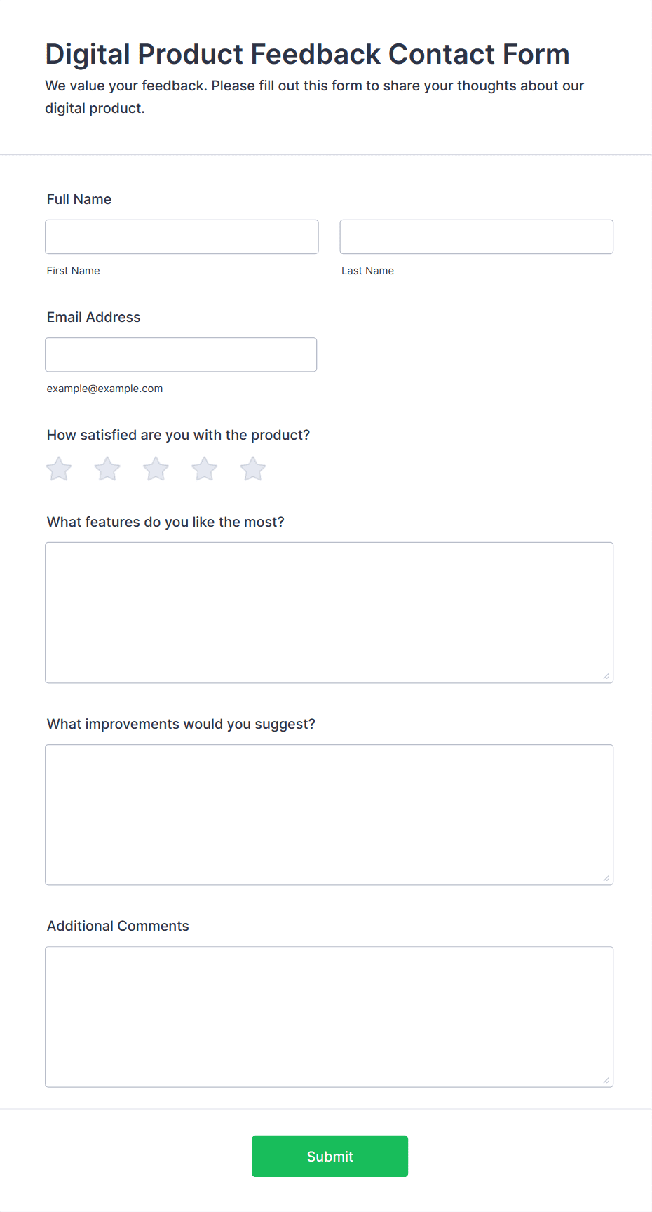 Digital Product Feedback Contact Form Template | Jotform