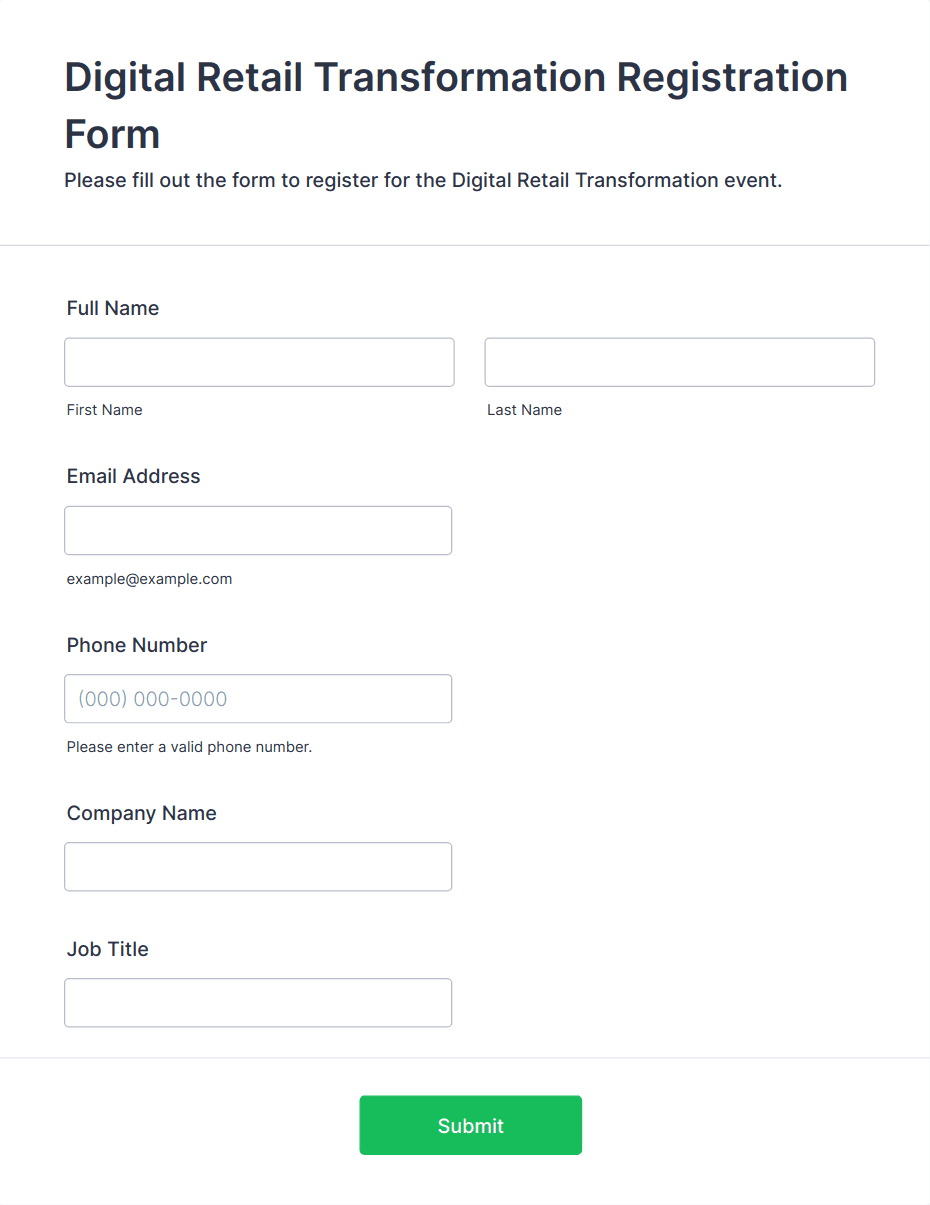 Digital Retail Transformation Registration Form | Jotform