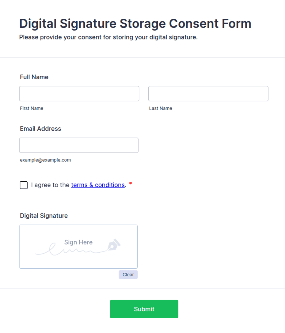 Digital Signature Storage Consent Form Template | Jotform