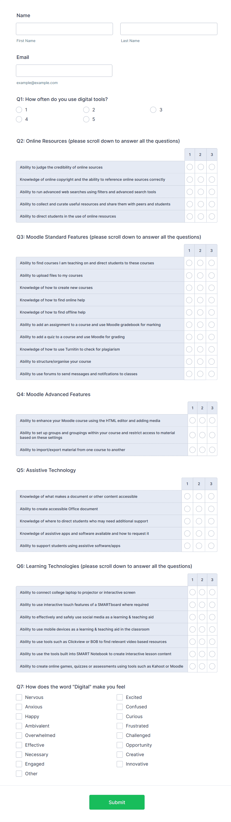Digital Skills Self-Assessment Form Template | Jotform