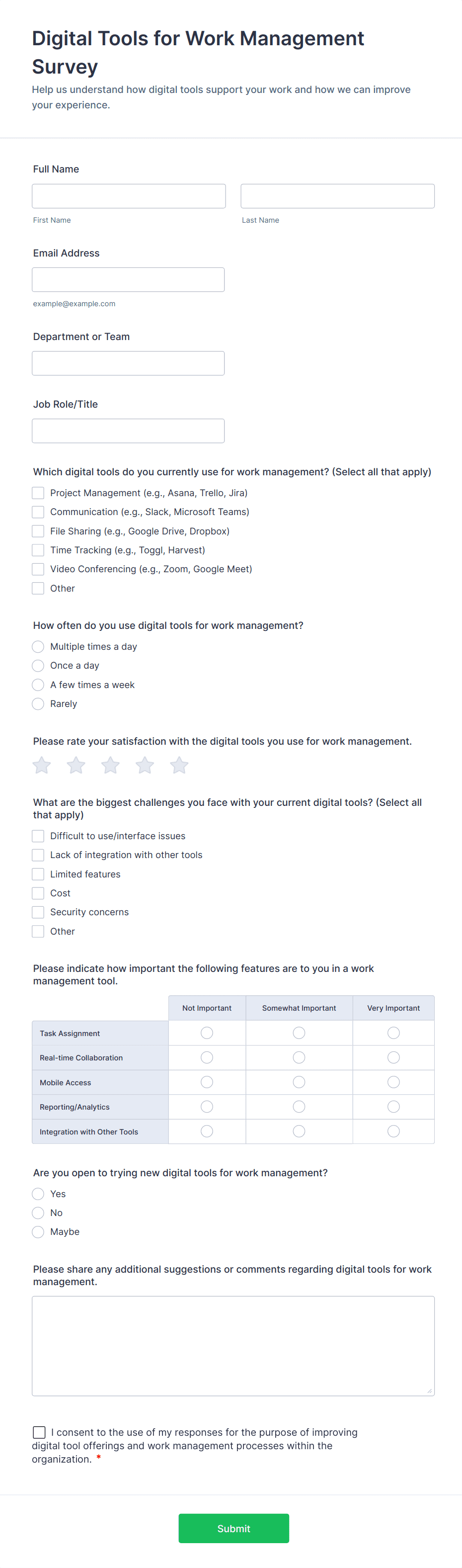 Digital Tools for Work Management Survey Form Template | Jotform