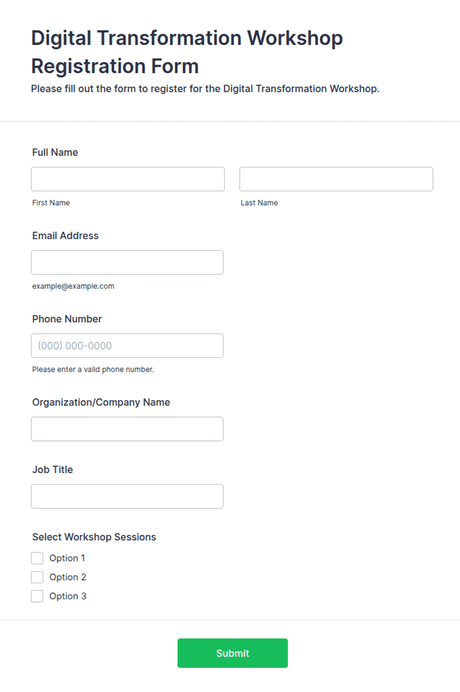 Digital Transformation Workshop Registration Form Template | Jotform