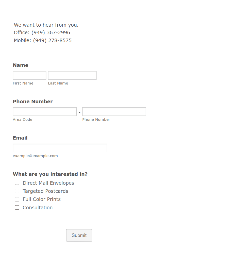Direct Mailer Business Form Template | Jotform
