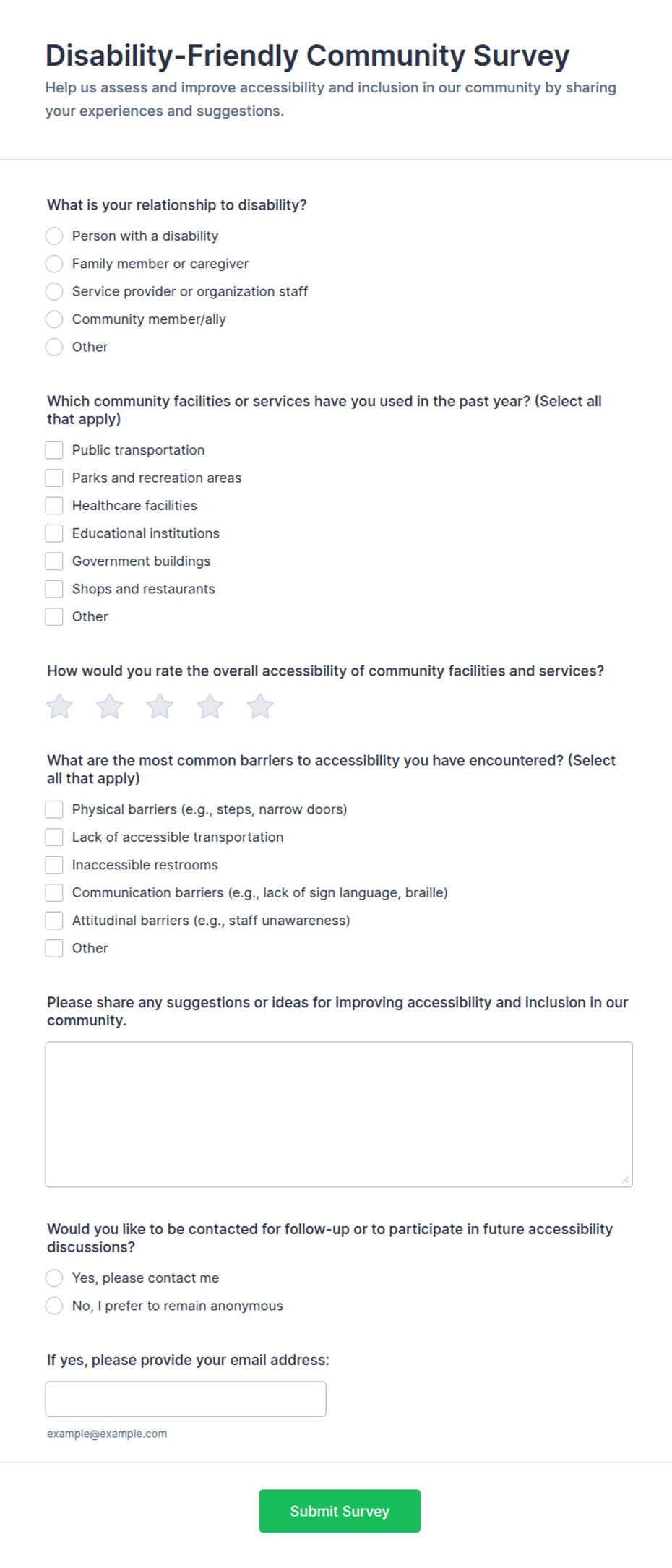 Disability-Friendly Community Survey Form Template | Jotform