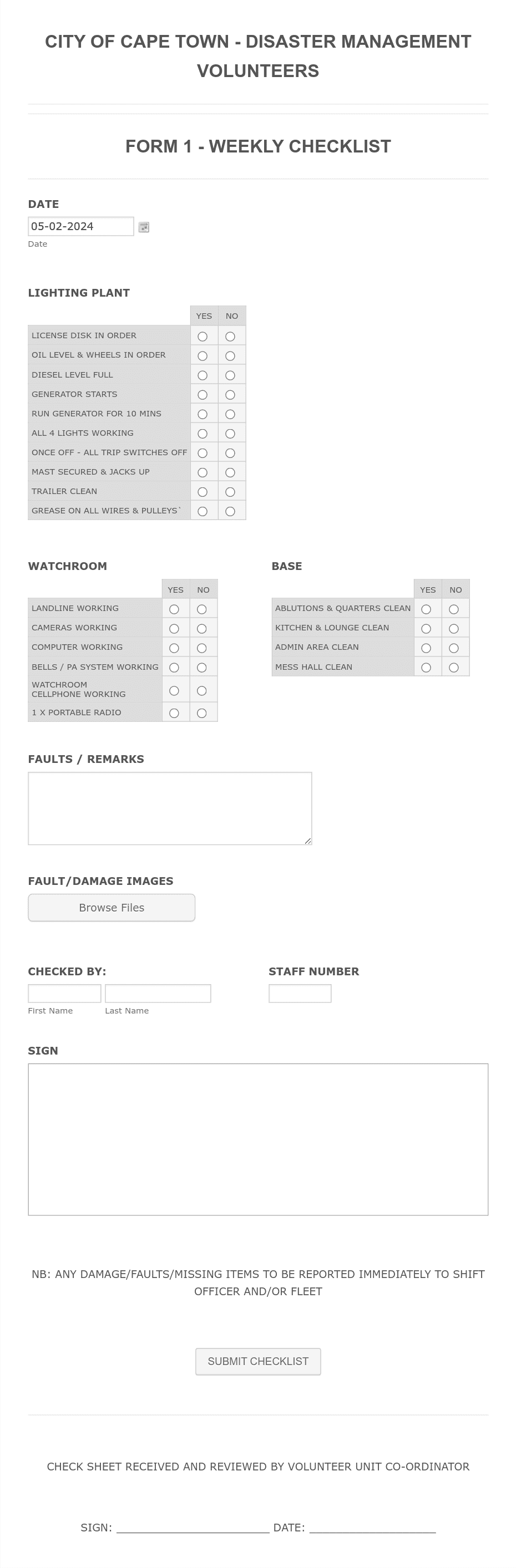 Disaster Management Checklist Form Template | Jotform