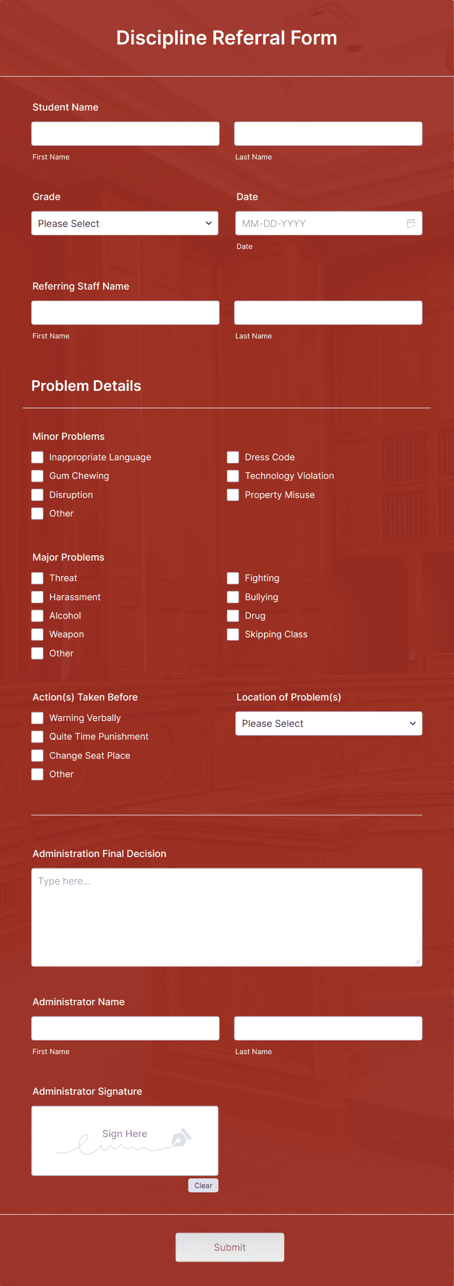 Discipline Referral Form Template | Jotform