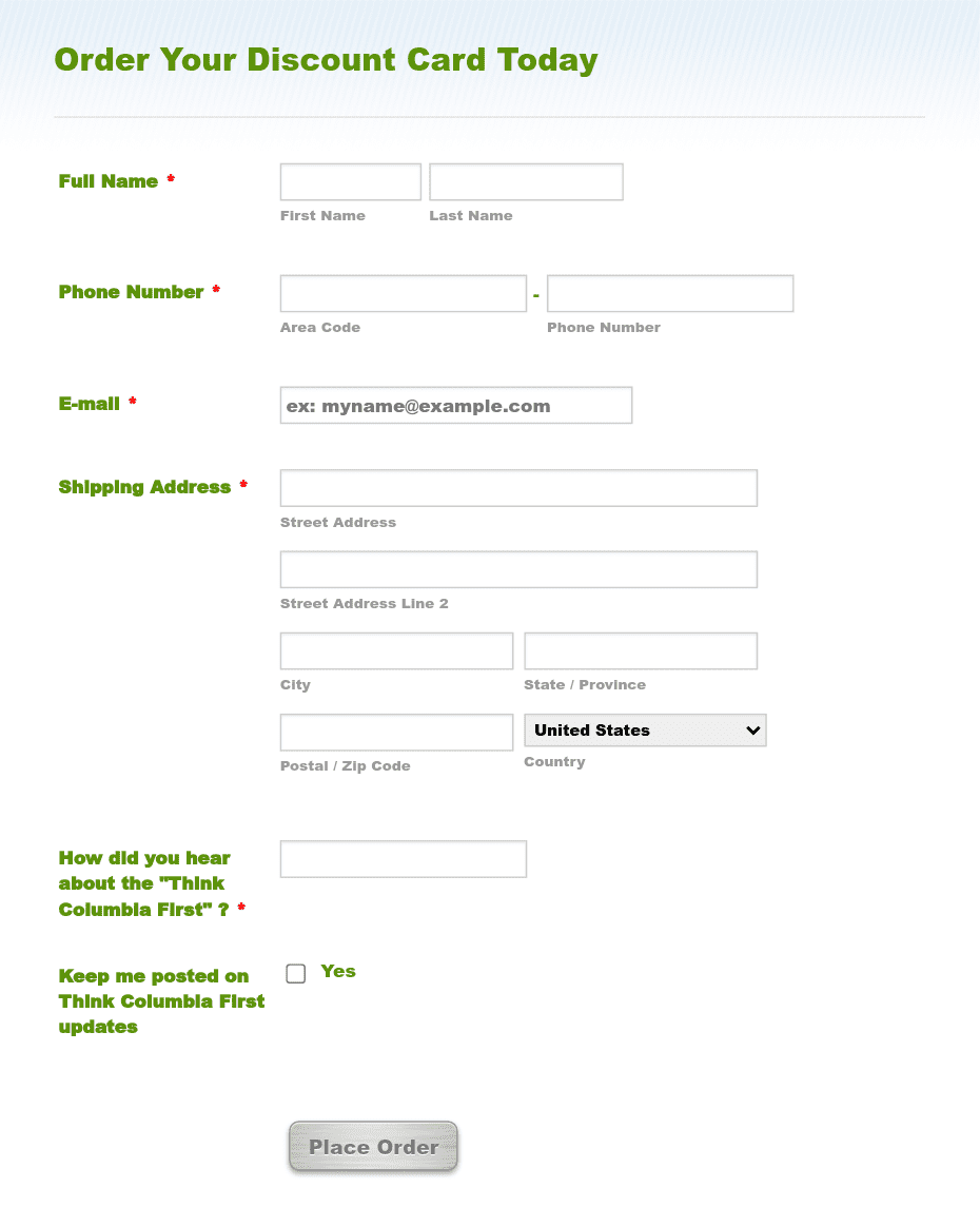 Discount Card Order Form Template | Jotform
