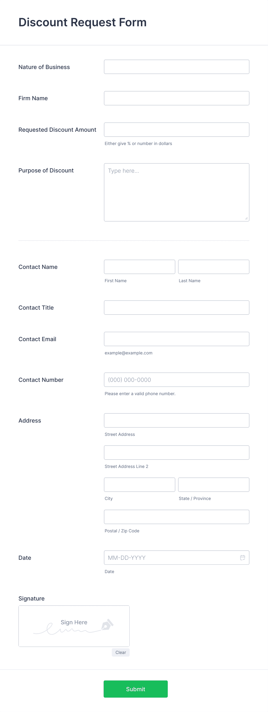 Discount Request Form Template | Jotform