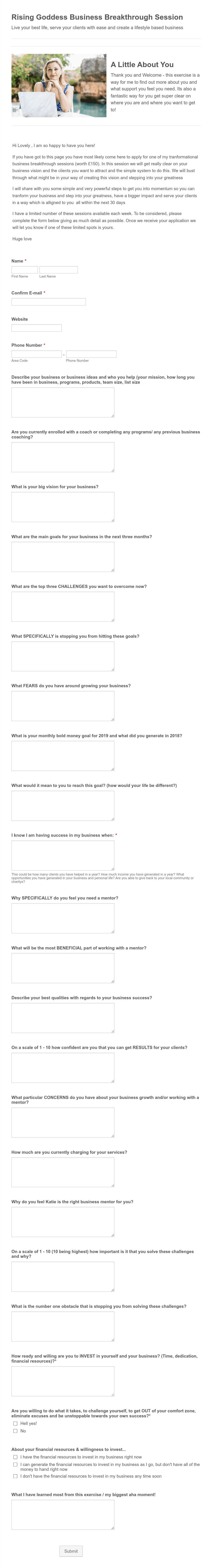 Discovery Call Questionnaire Form Template | Jotform