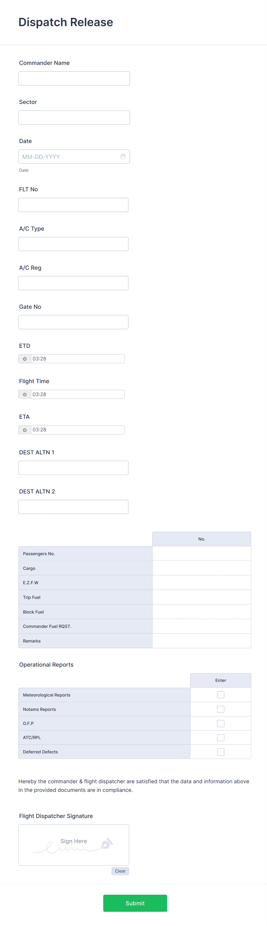 Dispatch Release Form Template | Jotform