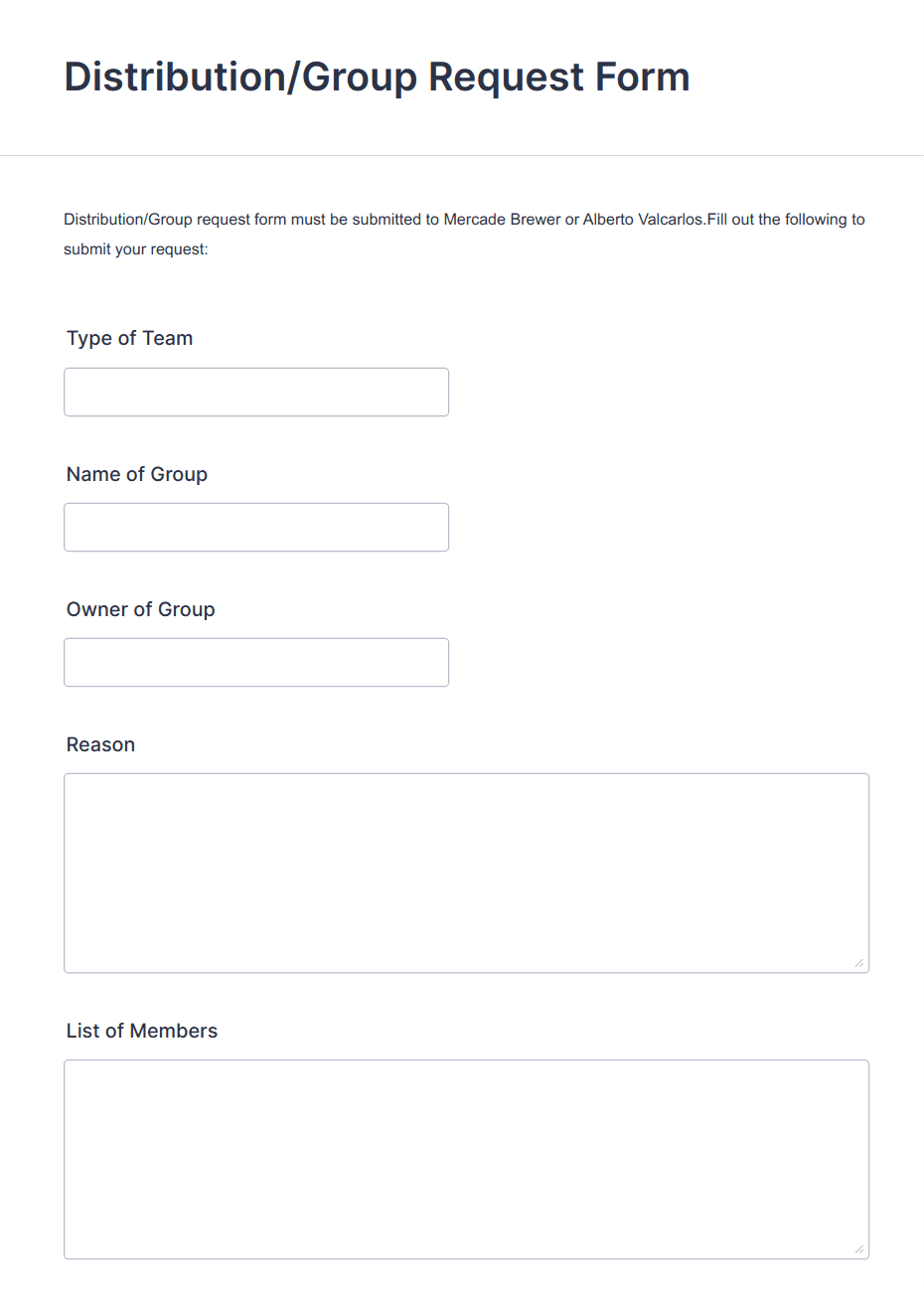 Distribution/Group Request Form Template | Jotform