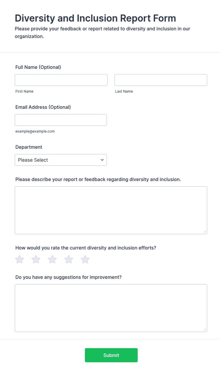 Diversity and Inclusion Report Form Template | Jotform