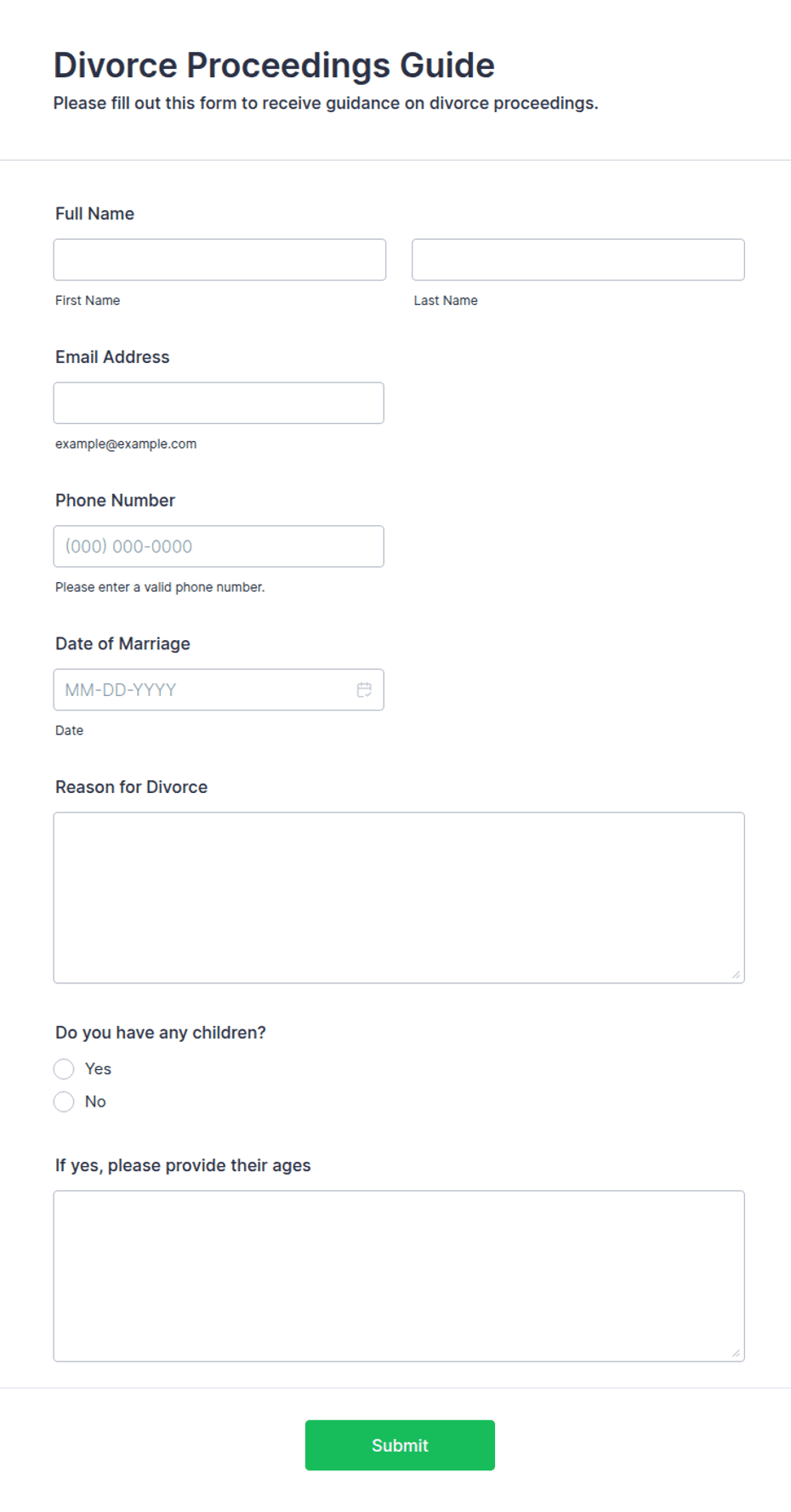 Divorce Proceedings Guide Form Template | Jotform